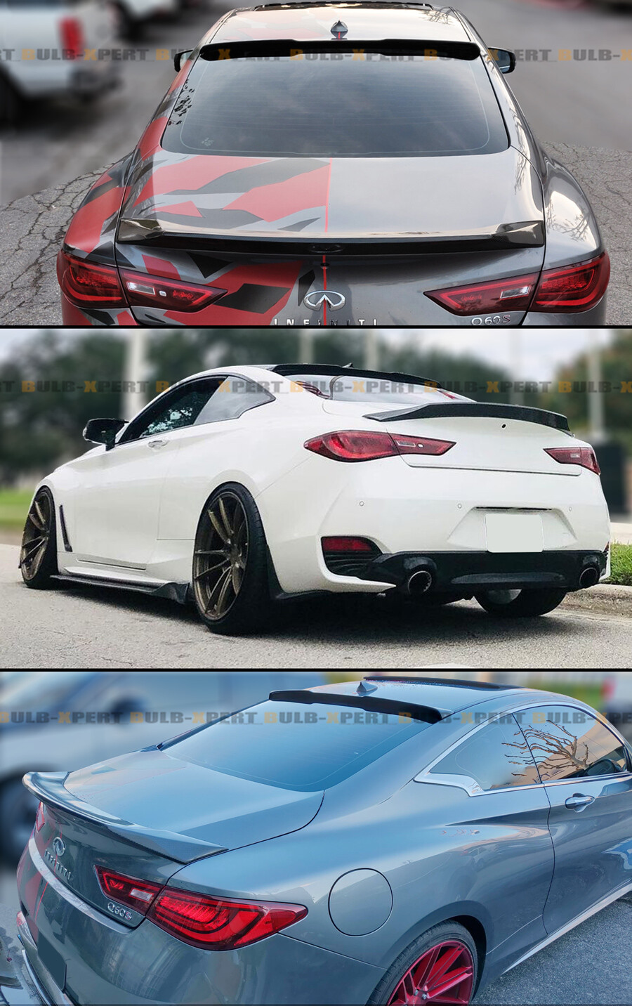 FOR 2017-22 INFINITI Q60 CARBON FIBER JDM VQ STYLE REAR WINDOW ROOF ...