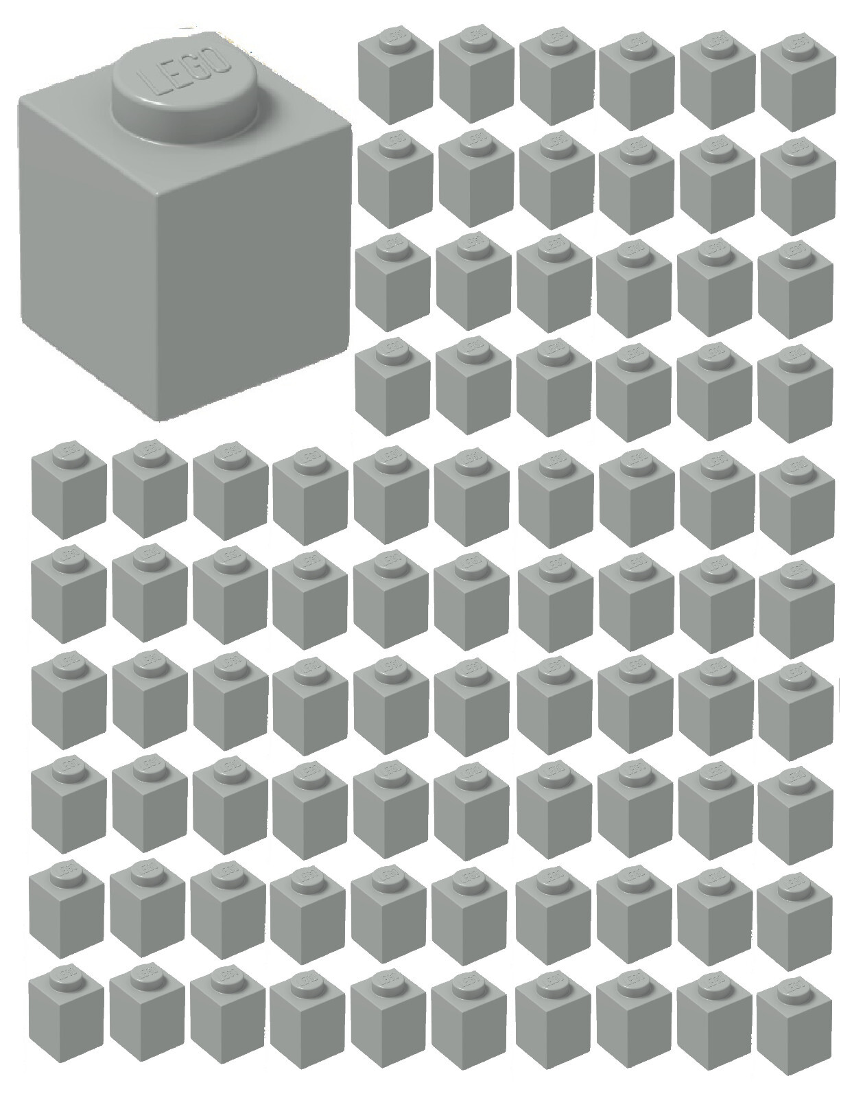 ☀️Lego 1x1 LIGHT BLUISH GRAY Brick x 100 Stud Part Piece Bulk Lot Legos ...