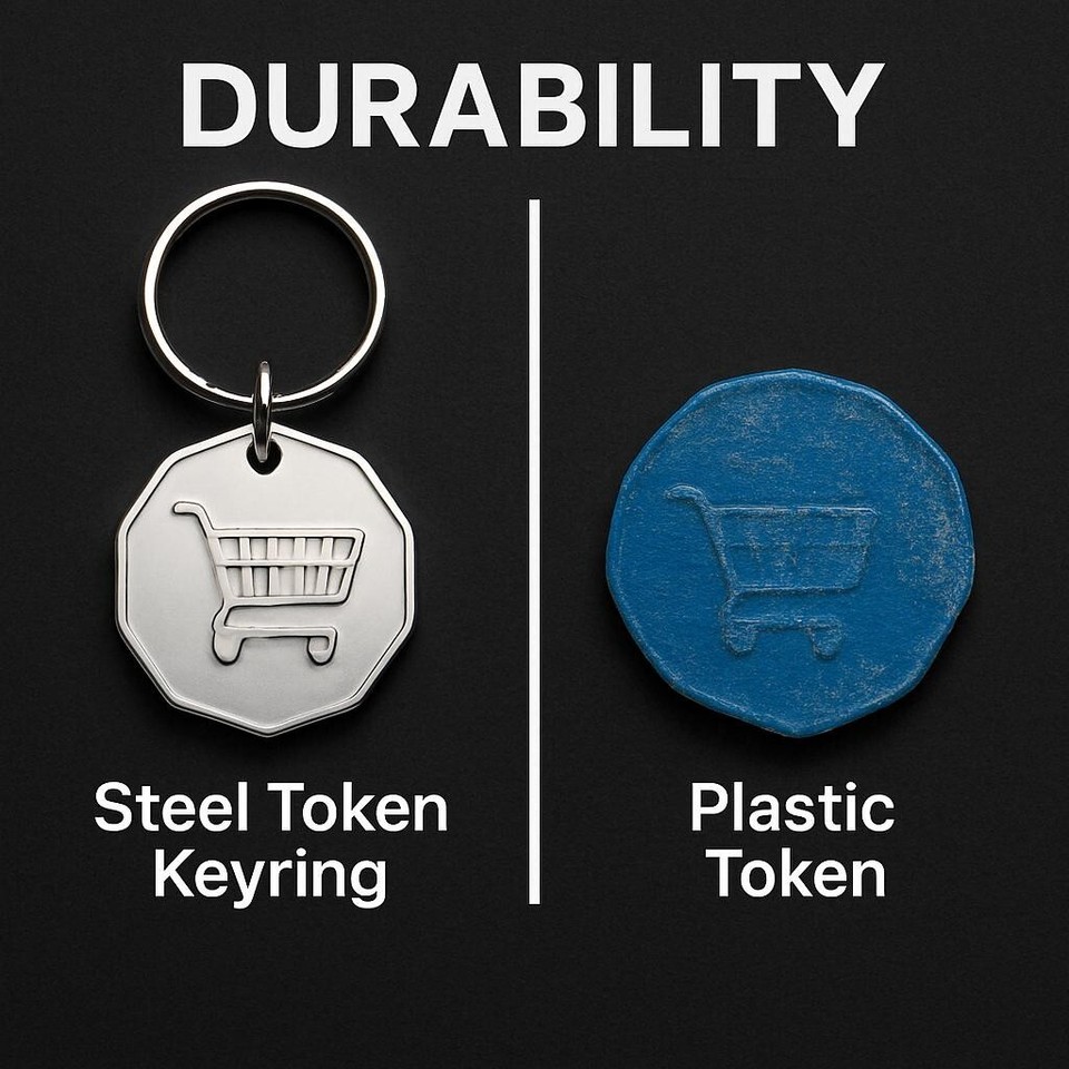 2 Trolley Coin Keyring Removable Supermarket £1 Pound Shopping Cart ...