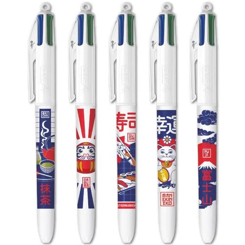 RARE LOT 5 STYLOS BIC 4 COULEURS JAPAN MANIA 2025 EDITION LIMITEE ...