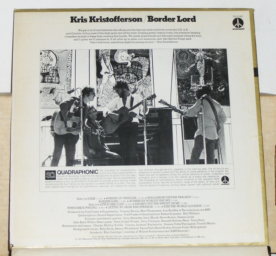 Kris Kristofferson – Border Lord - Quadraphonic - 1972 Vinyl LP Record ...
