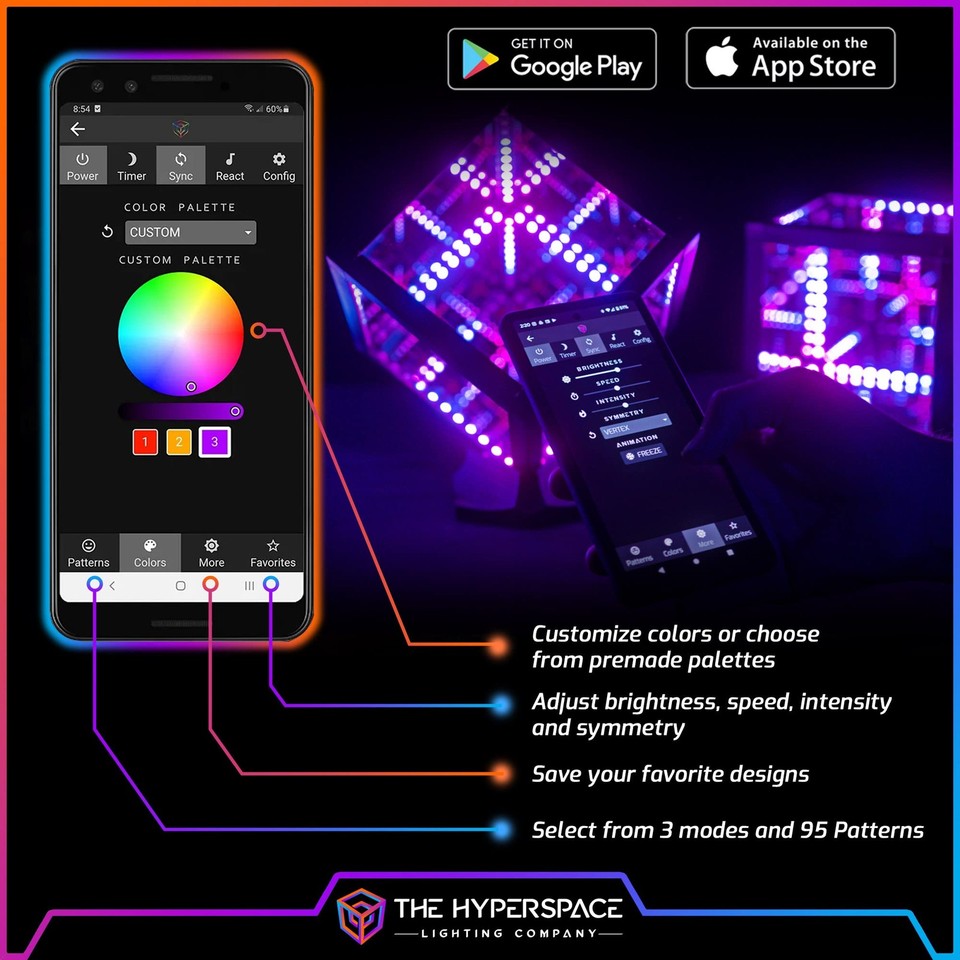HyperCube Nano Infinity Cube Light with Stand - 5.5-Inch Sound Reactive ...