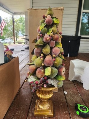 Vintage Sugared Fruit Topiary Tree On Weeping Gold Ornate Urn Base Rare ...