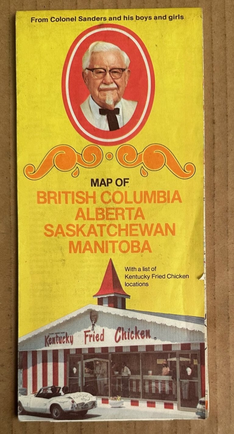 1976 Kentucky Fried Chicken KFC Colonel Sanders Auto Map of Western ...