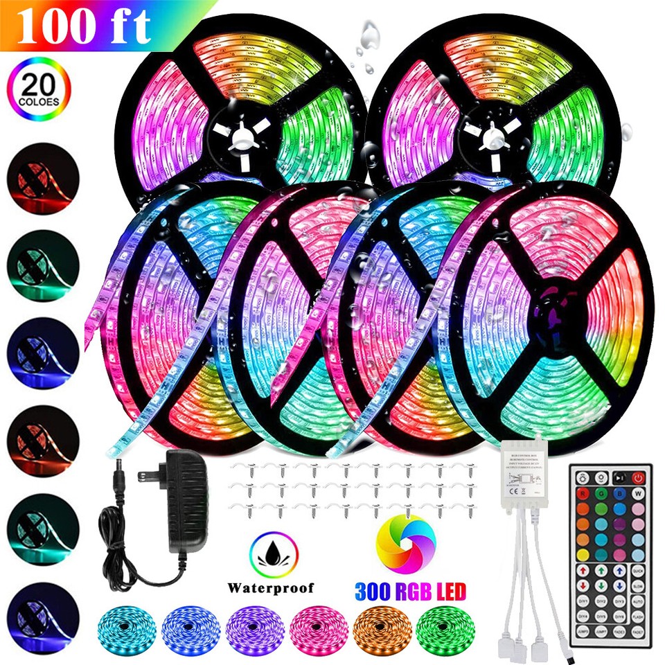 Led Strip Lights 100 ft RGB Led Room Lights 2835 Led Tape Lights Color ...
