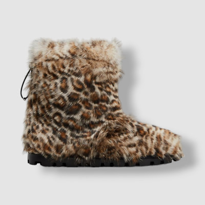 $2000 Miu Miu Women's Brown Leopard-Print Shearling Snow Bootie Boot ...