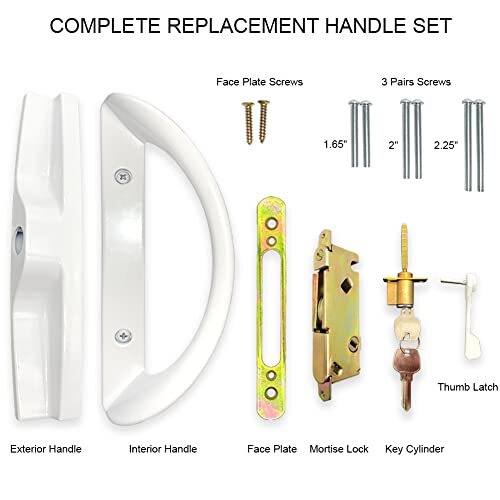 Patio Sliding Door Handle Set with Mortise Lock, Key Cylinder and Face ...