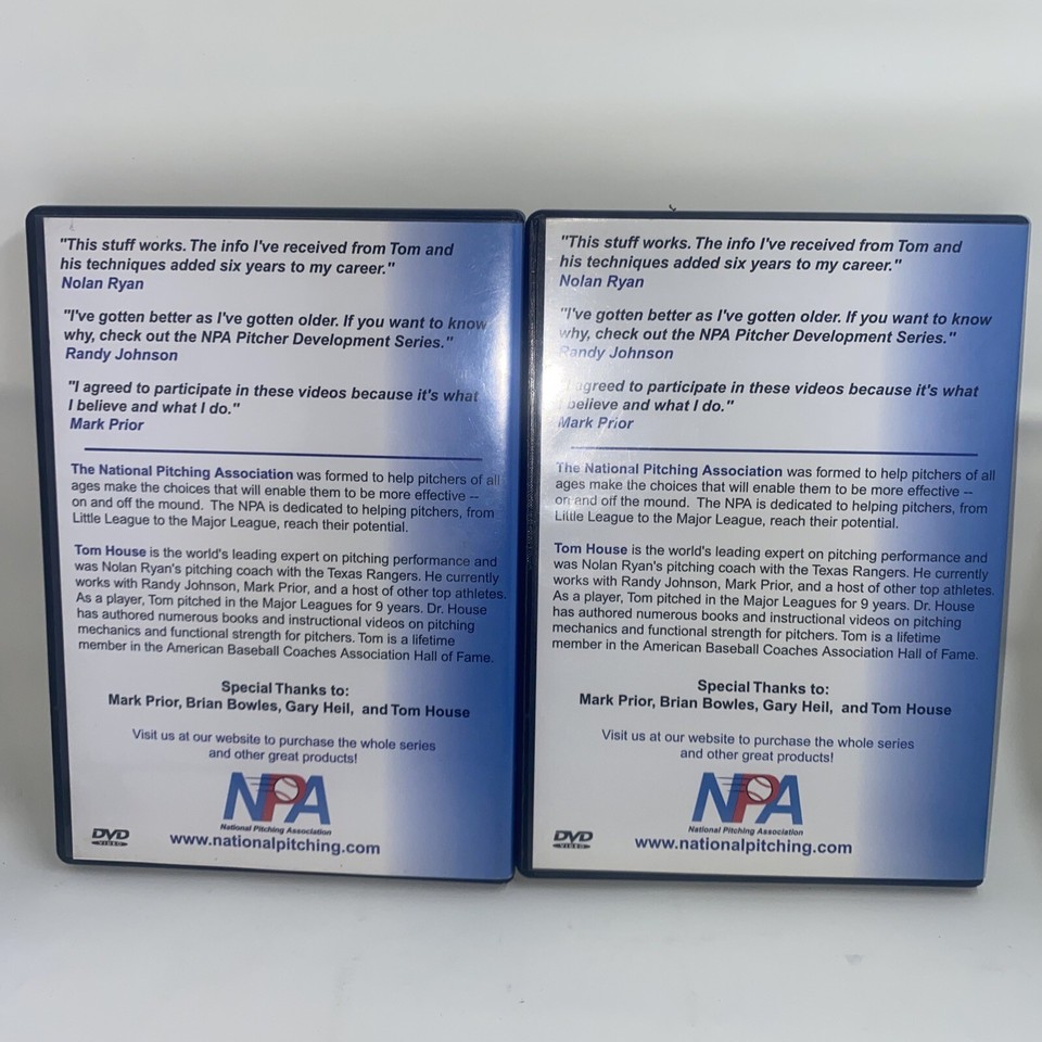 NPA Baseball Instruction DVDs Change Up & Pitching Mechanics Nolan Ryan ...