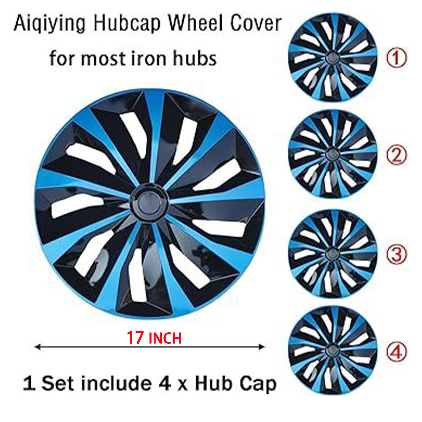 Black & Blue Set (4pcs) for Ford Escape 2013-2019 17" Tire Hubcaps ...