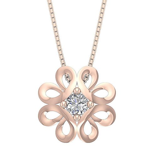 SI1 G 0.55 Ct Round Cut Diamond Fashion Pendant Necklace 14K Rose Gold ...