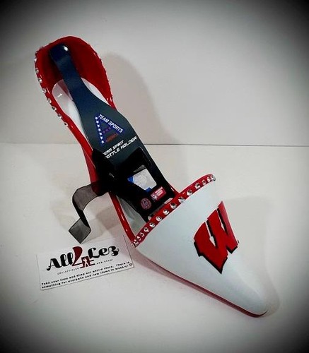 UNIVERSITY OF WISCONSIN BADGERS HIGH HEEL SHOE WINE LIQUOR BOTTLE ...