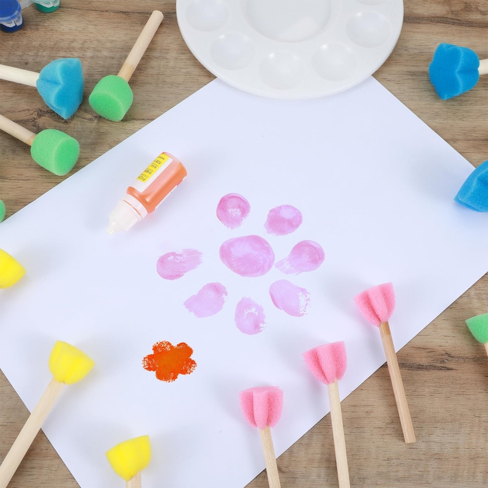 20 PCS Sponge Brushes Round Flower Sponges Brush Set 5 Style Foam ...