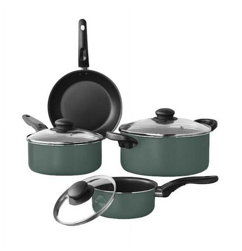 Mainstays 7 Piece Non-Stick Cookware Set Aluminum Green Sage | eBay