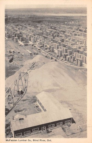 Blind River Ontario Canada McFadden Lumber Co Birds Eye View Postcard ...