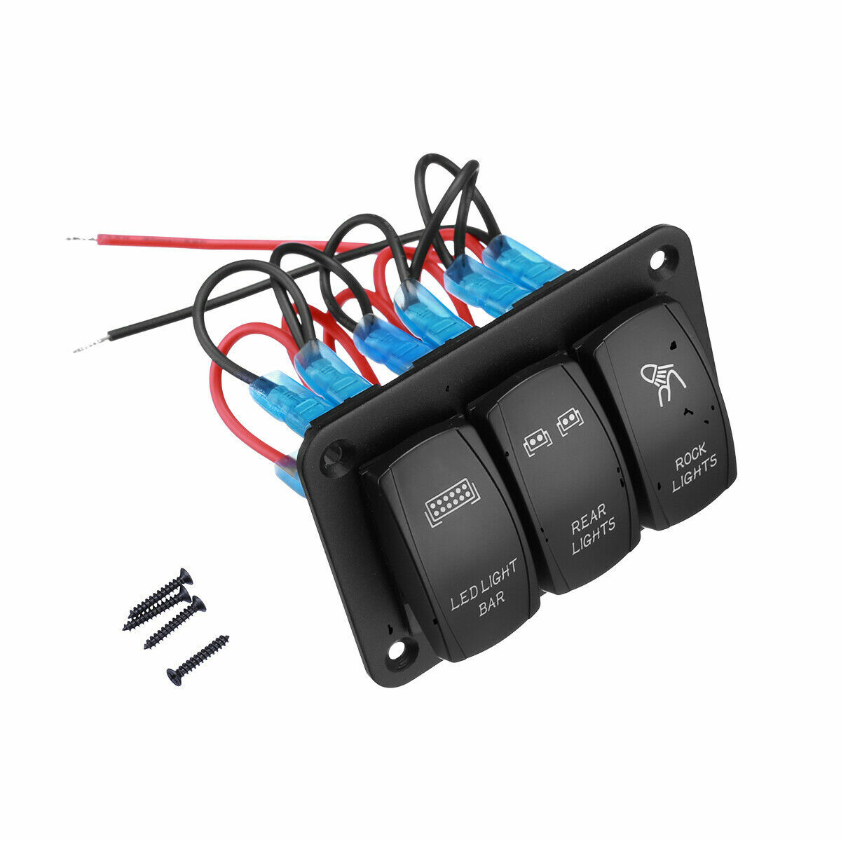 3 Gang Toggle Rocker Switch Panel Red LED Light for Car Marine Boat ...