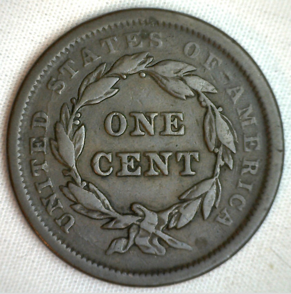 1841 Braided Hair Large Cent Copper FINE US Type Coin Genuine Penny 1c ...