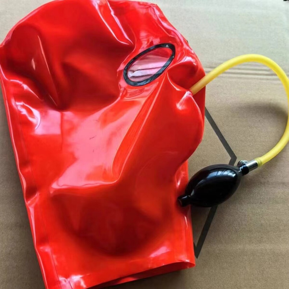Latex Gummi Rubber Hood Mask Inflatable Long Tube Experience ...