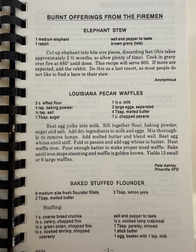 Our Favorite Recipes Cookbook Pineville Volunteer Fire Department ...