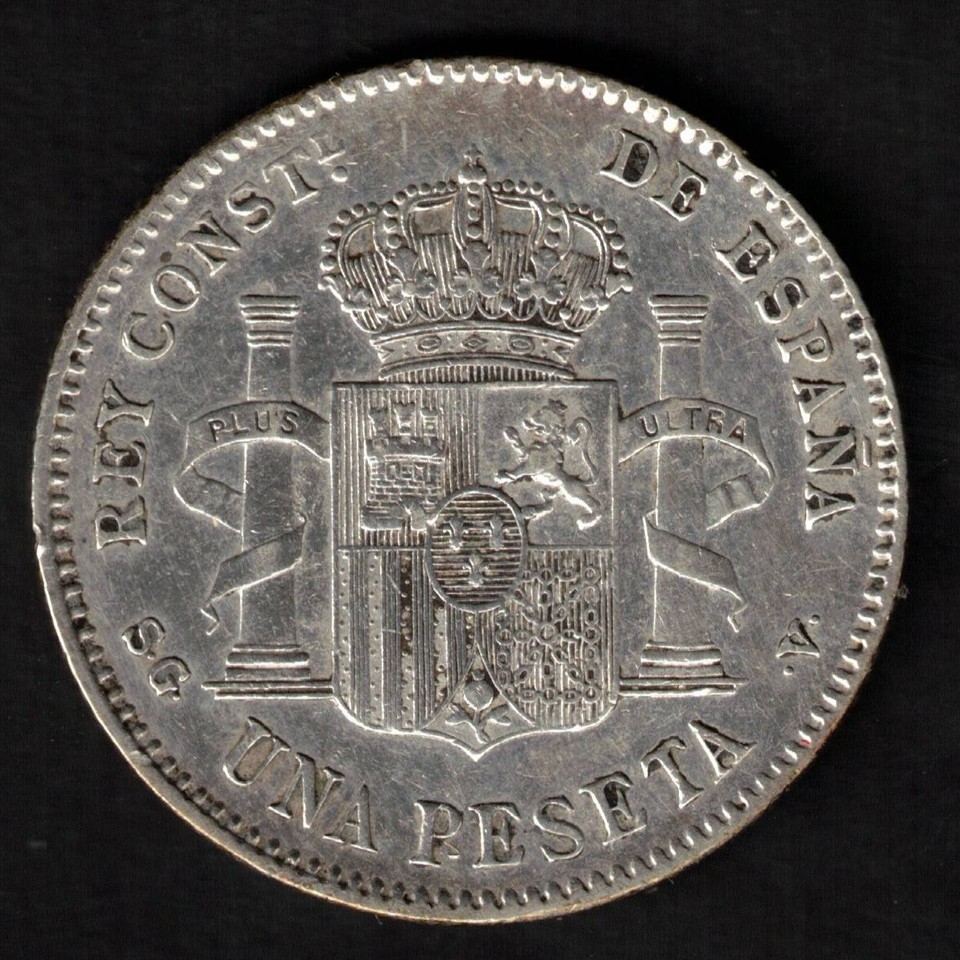Spain Coin 1 Peseta Alfonso XIII 1899 Sgv Silver | eBay