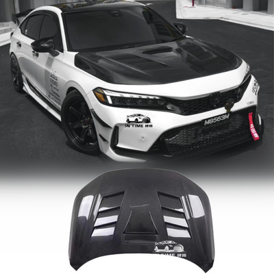 Real Carbon EVO style Front Hood Vented Bonnet For Honda Civic FL5 ...