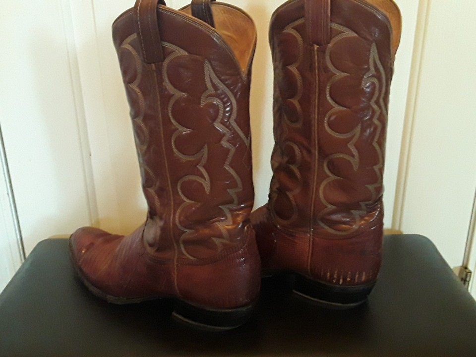 Vtg TONY LAMA Rust Lizard Leather Western Cowboy Boots Style 8025 Mens ...