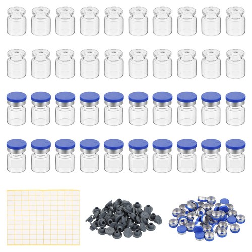 4ml Sample Vials, 100pcs Lab Empty Vials with Rubber Stopper Caps ...