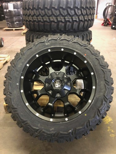 4) 20x10 Mayhem Warrior Black Wheels Rims 35" MT Tires 5x5 Jeep ...