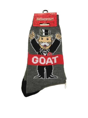 Hasbro MONOPOLY GOAT 1 Pair Novelty Crew Socks Adult Shoe Size 6.5-12 ...
