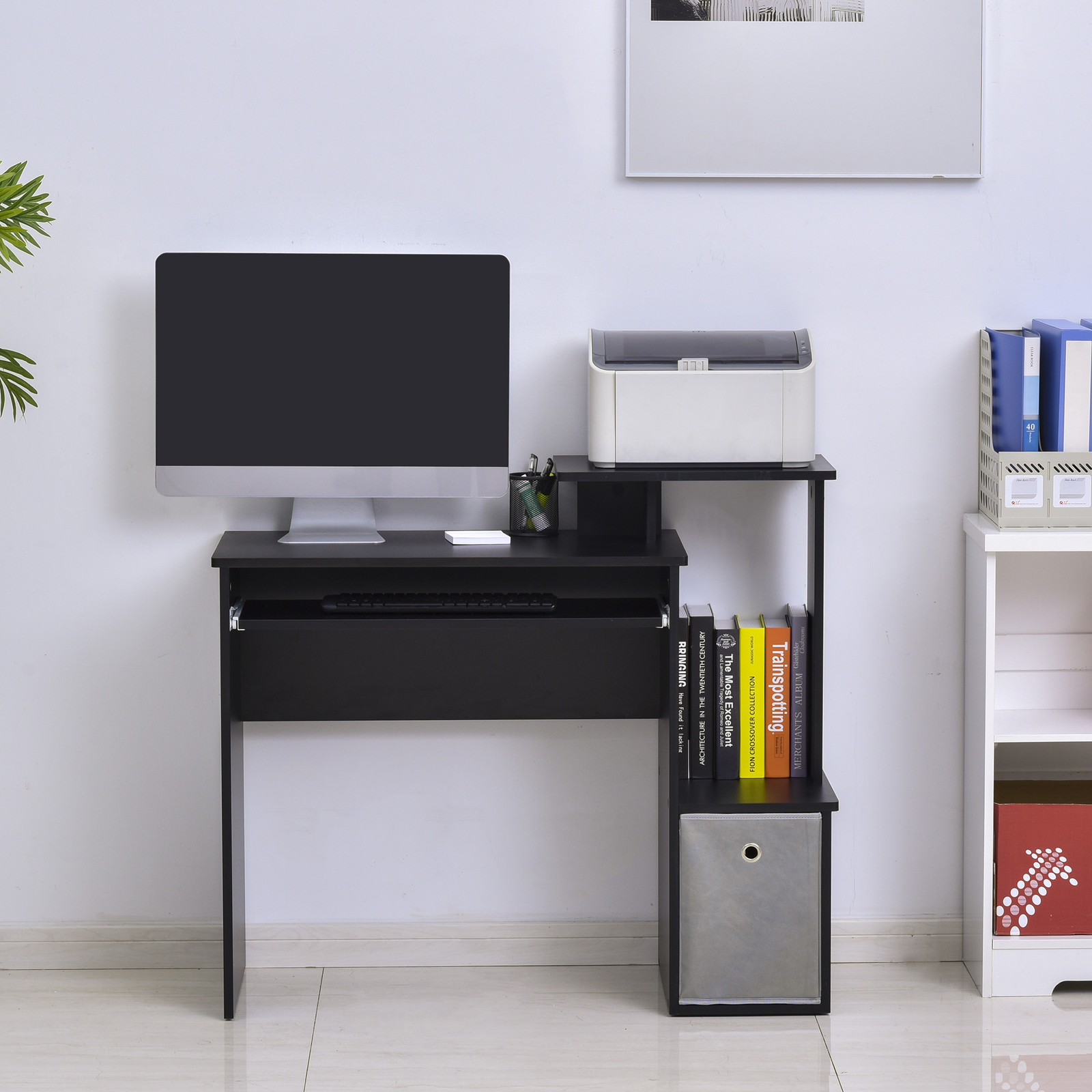 Computer Desk with Sliding Keyboard Tray Storage Drawer Shelf ...