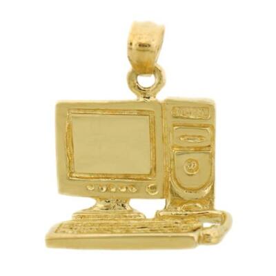New 14k Yellow Gold Desktop Computer Pendant | eBay