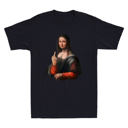 Mona Lisa With Middle Finger Lightweight Funny Graphic Novelty Men's T ...