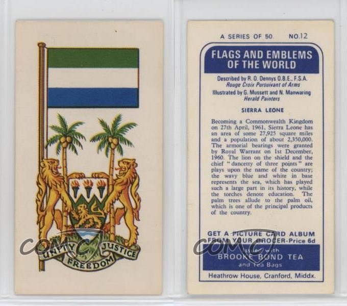1967 Brooke Bond Flags and Emblems of the World Sierra Leone #12 0l4h ...