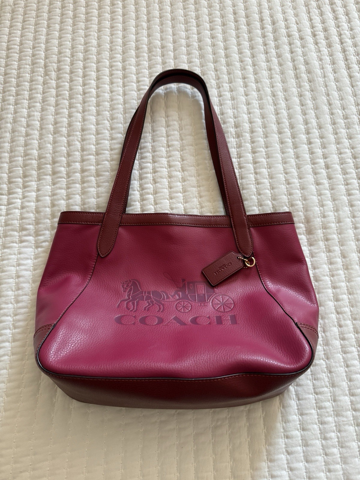 Coach Tote 27 Pink Colorblock with Horse and Carriage… - Gem