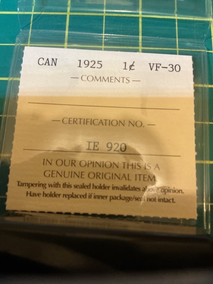 Canada 1925 1 Cent Coin Small penny ICCS VF-30 | eBay