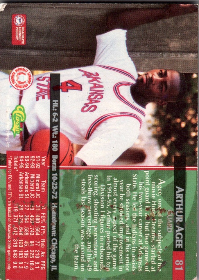 1995 Classic #81 Arthur Agee | eBay