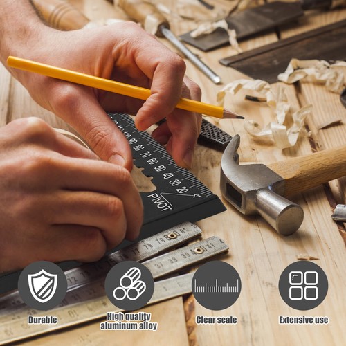 12" Triangle Ruler Aluminum Alloy Triangle Ruler Metric Speed Woodwork ...