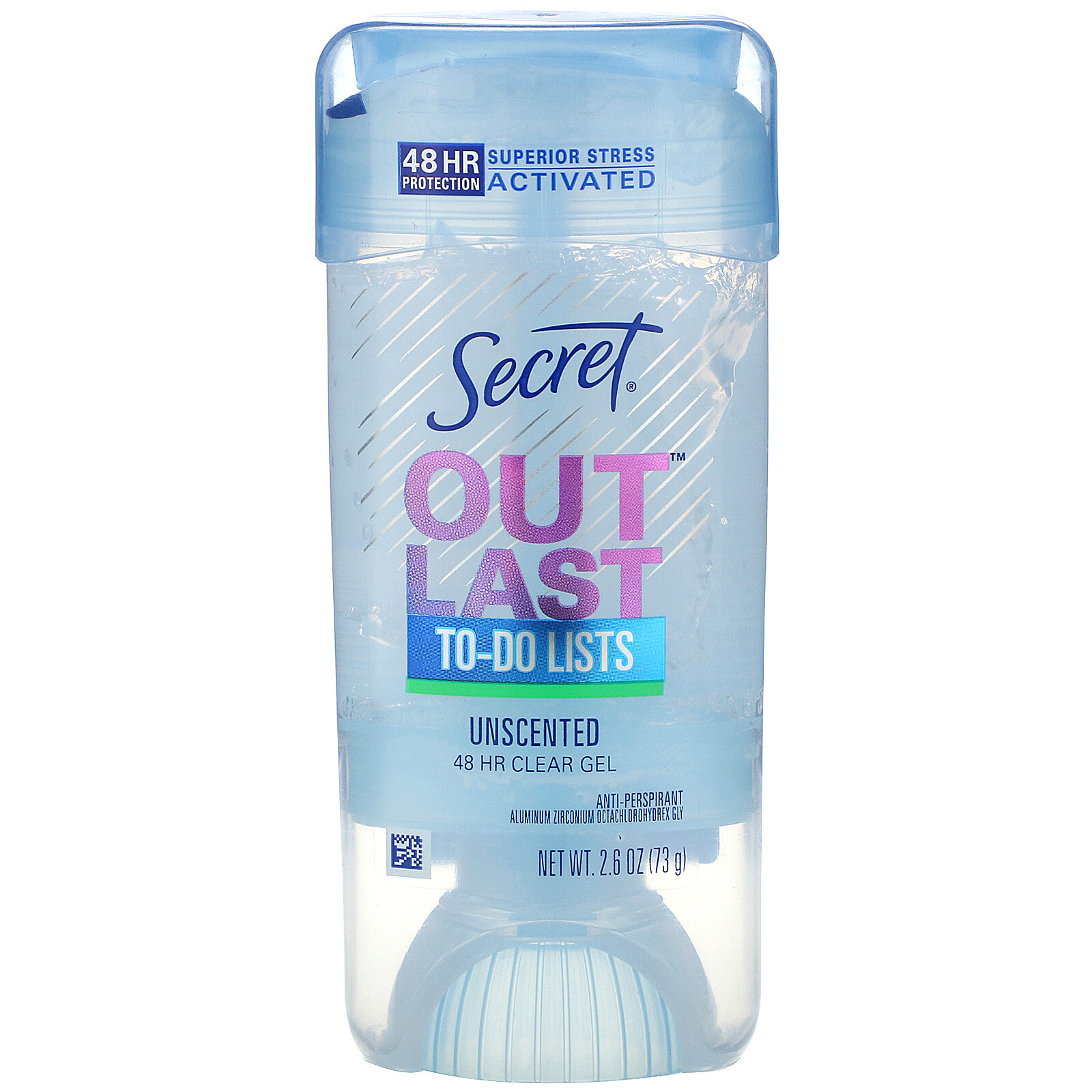 Secret, Outlast, 48 Hour Clear Gel Deodorant, Unscented, 2.6 oz (73 g ...