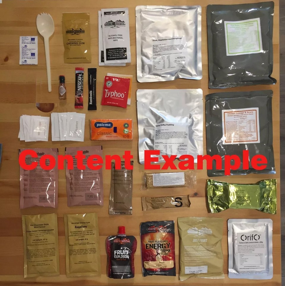 3 PCS British Army Ration Pack 24 Hour Camping Hiking MRE PACKS BBE ...