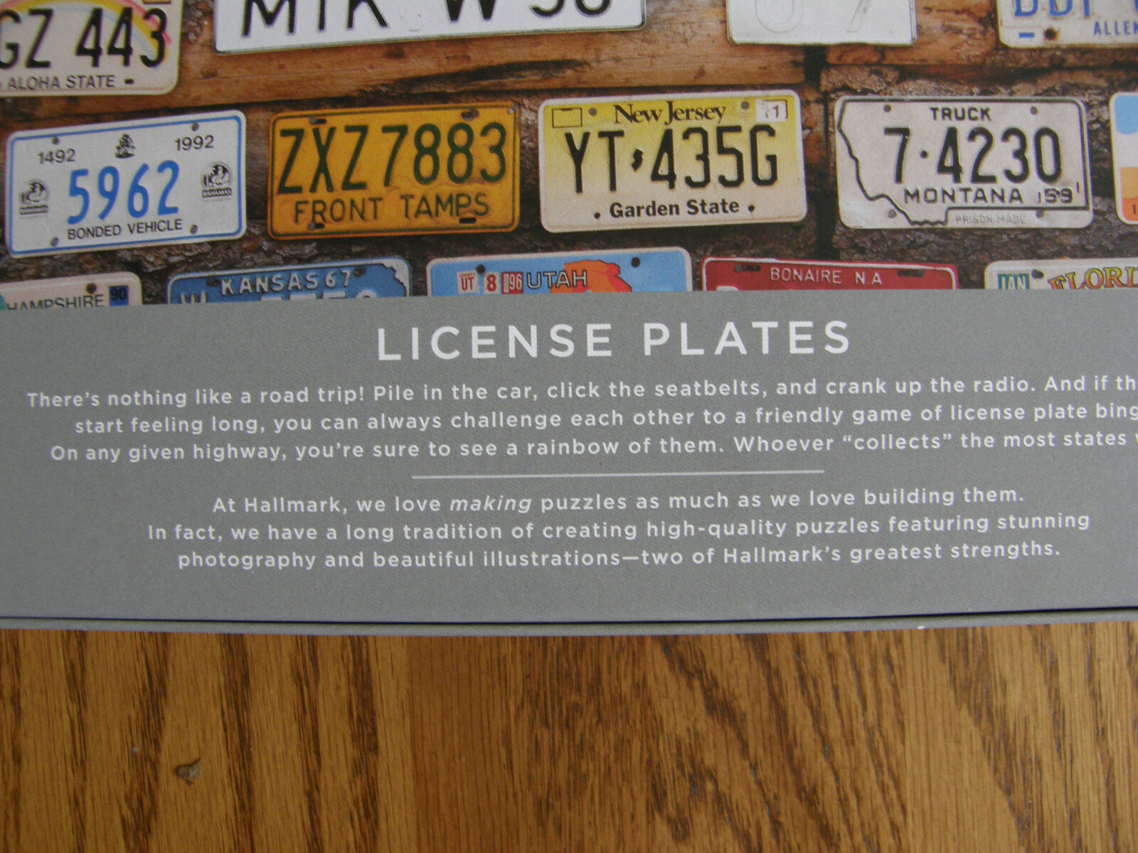 Hallmark LIcense Plate Jigsaw Puzzle - 1000 pieces - 24 x 30" - New ...