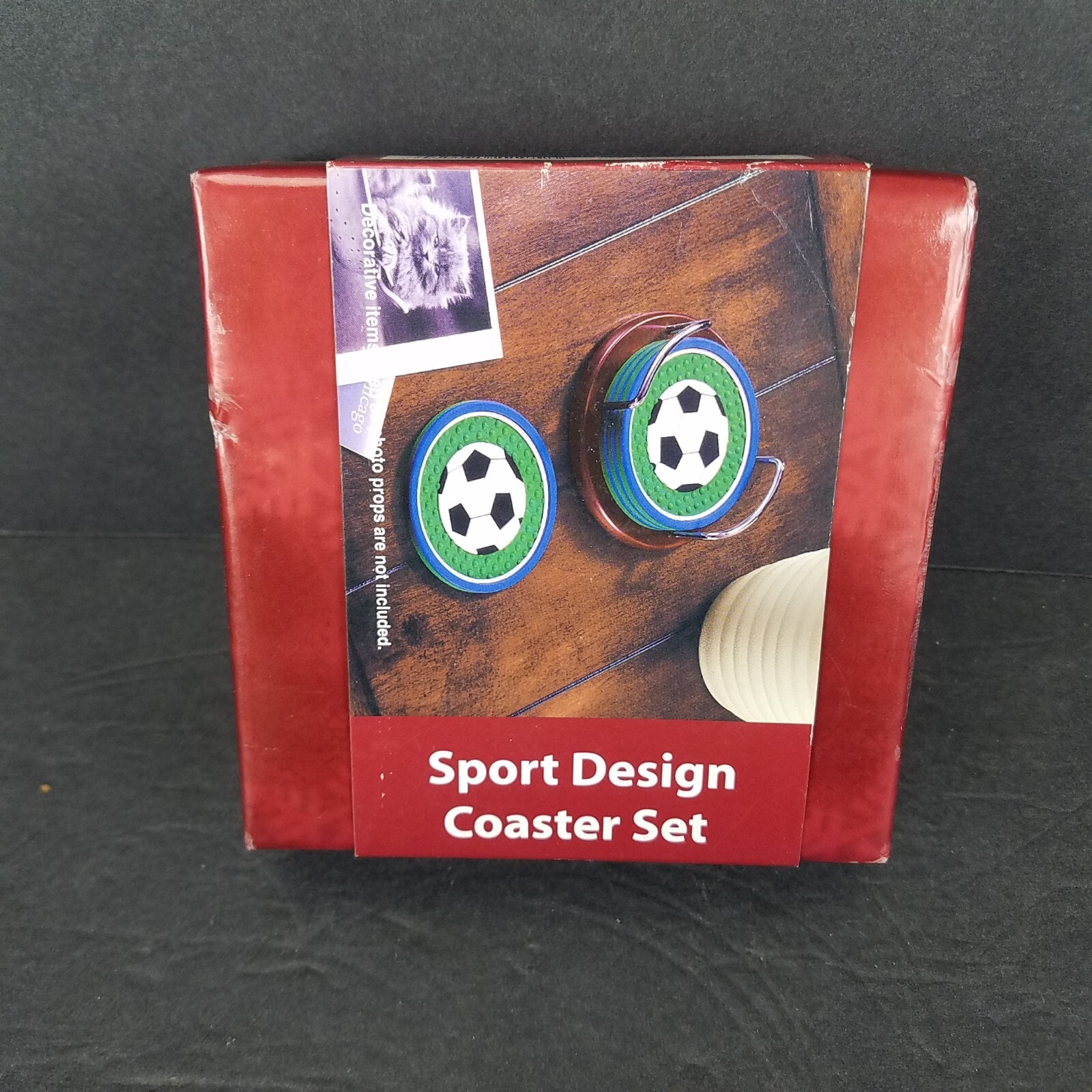 NEW Soccer Football Sport Design Drink Coasters Set of 4 With Wood ...