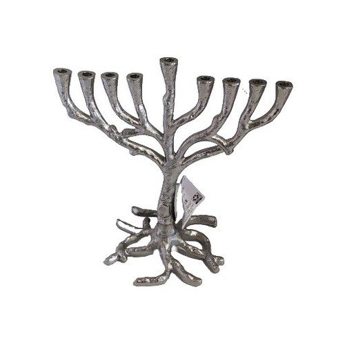 Hanukkah Menora, Silver Rustic New Open Box, 10 Inches Tall, Mental | eBay