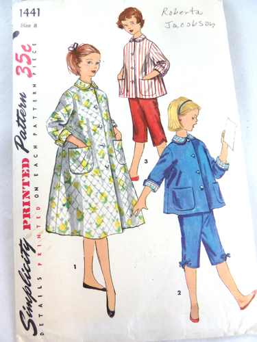 Vintage Simplicity 1441 Size 8 Girl Pajamas Lined Housecoat Bathrobe ...