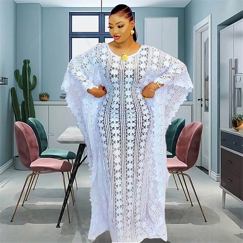 Lace Kaftan African Women Long Dress Dashiki Robe Evening Cocktail Gown ...