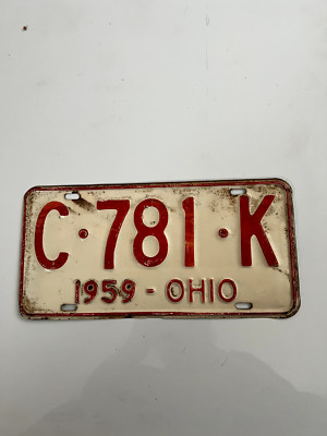 Original Vintage Original 1959 OHIO Single License Plate C 781 K | eBay