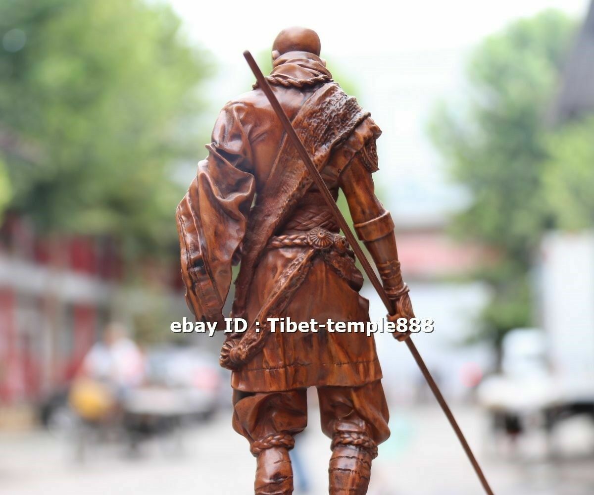 27 CM Chinese Boxwood Handwork Magebane monk Buddhism warrior soldier ...