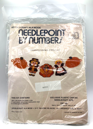 Vintage Needlepoint by Numbers 1987 Thanksgiving Garland 34” x 8 ...