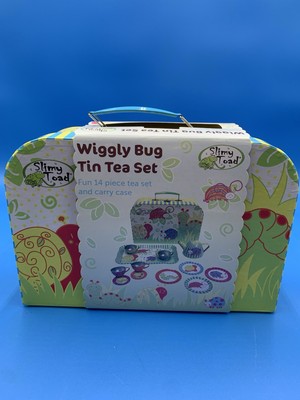 New Slimy Toad Wiggly Bug 14 Piece Tin Tea Set With Carrying Case | eBay