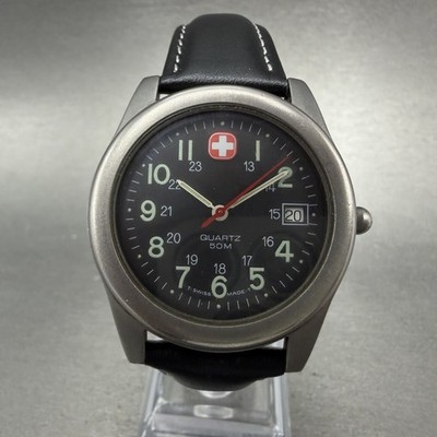Wenger SAK Design Watch Men 37mm Black Dial Silver Tone Date Marlboro ...