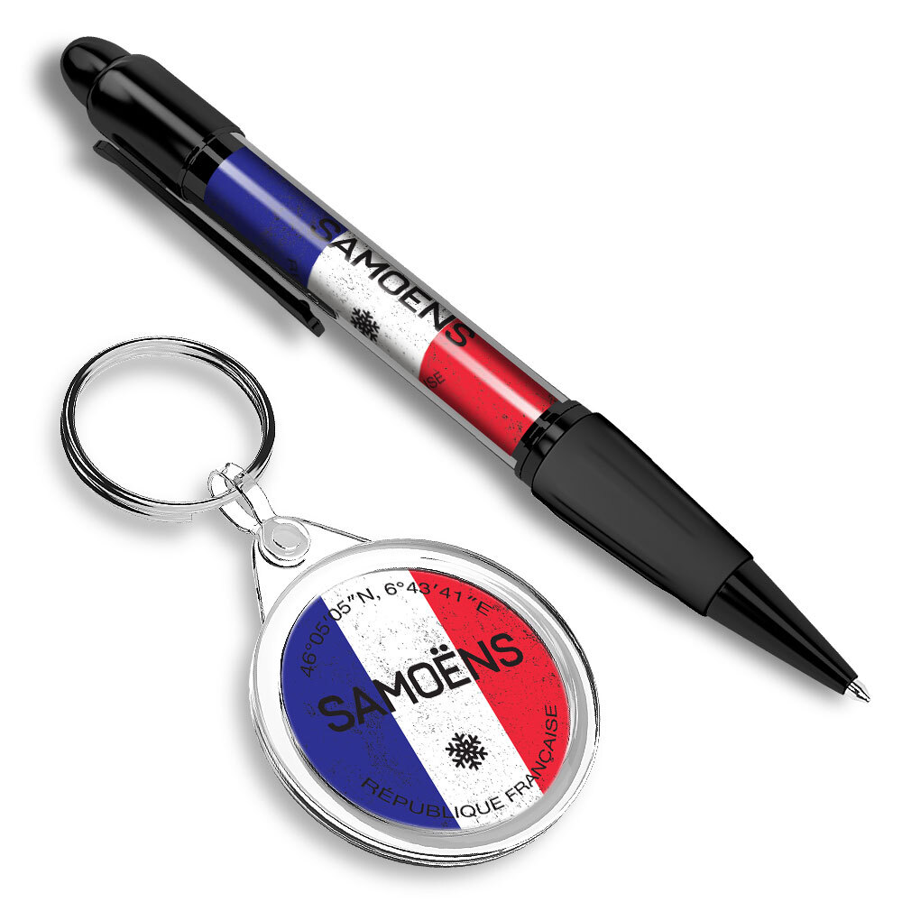 1 Ballpoint Pen & 1 Keyring set Samoëns France Flag Circle #60047 | eBay