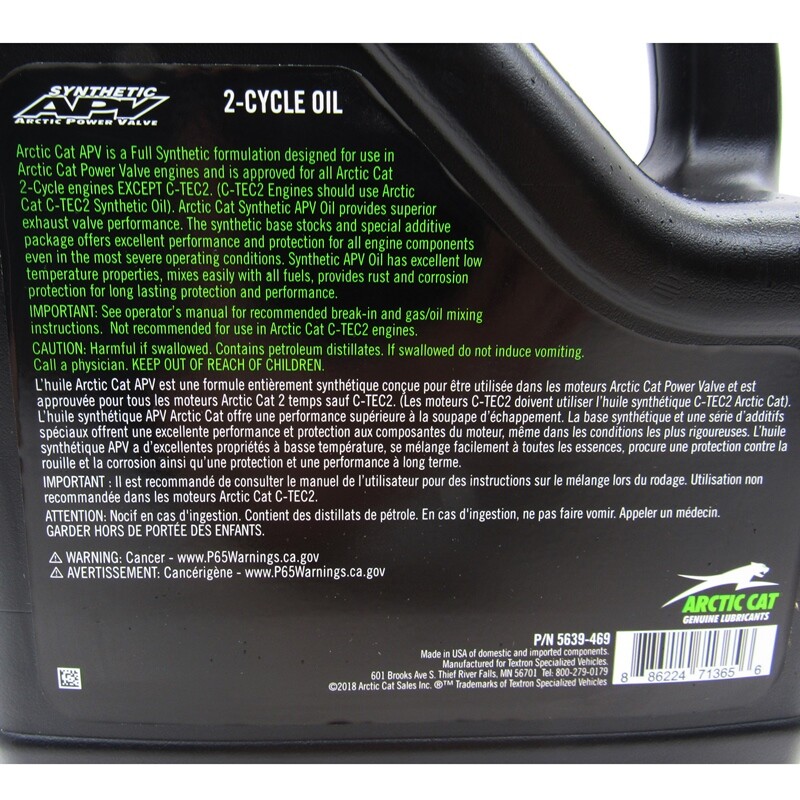 Arctic Cat APV Synthetic 2-Stroke Snowmobile Injection Oil | 1 Gallon ...